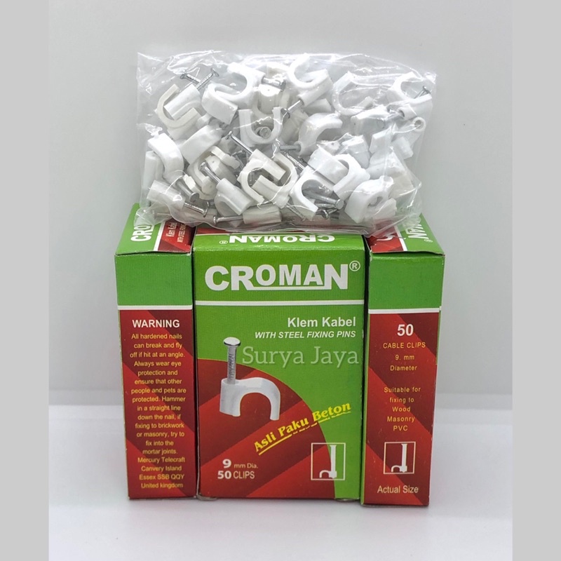 Jual KLEM KABEL | ROUND CABLE CLIPS | PENJEPIT KABEL 9 MM CROMAN ...