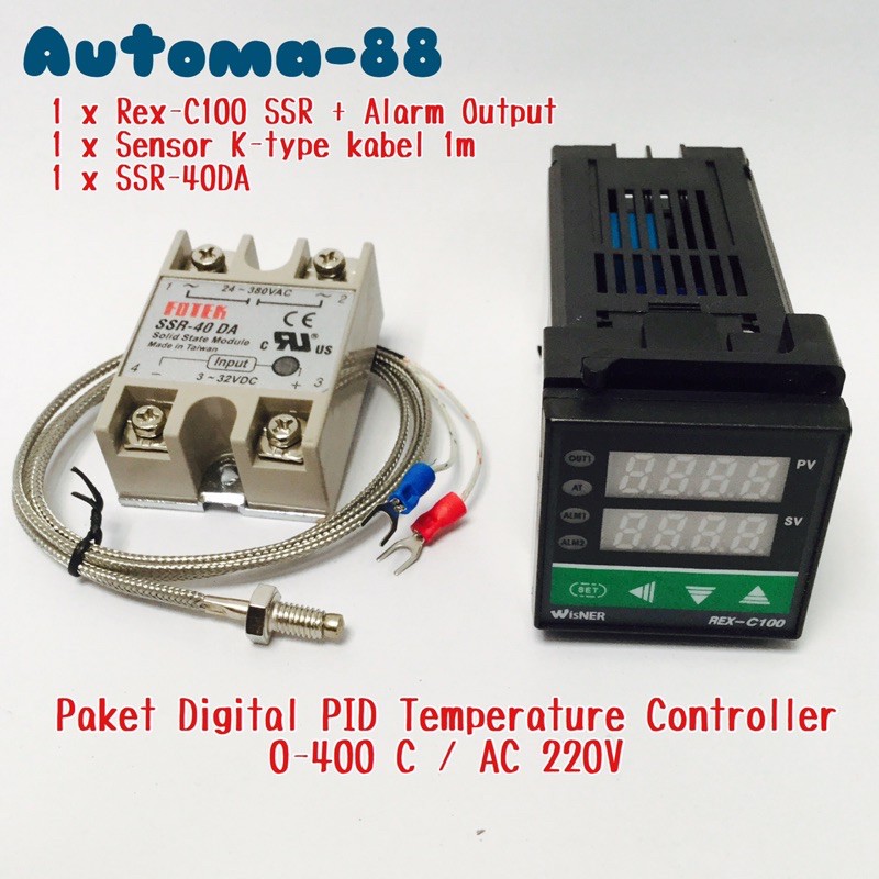 Jual 220V RKC Rex-C100 Digital PID Temperature Controller Kit dan SSR 40A | Shopee Indonesia
