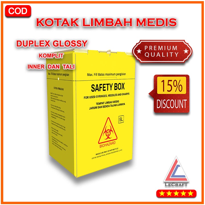 Jual Safety box medis Vol 5 liter duplex glossy lengkap | tempat sampah medis | disposal box ...