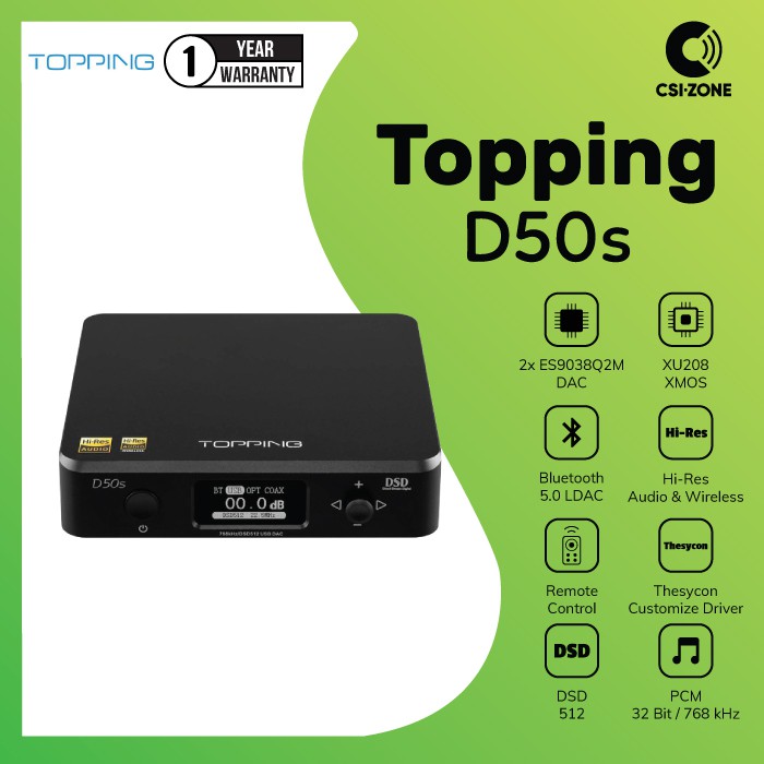 Jual TOPPING D50s Hi-Res Audio HIFI Decoder Multi Input Bluetooth LDAC | Shopee Indonesia