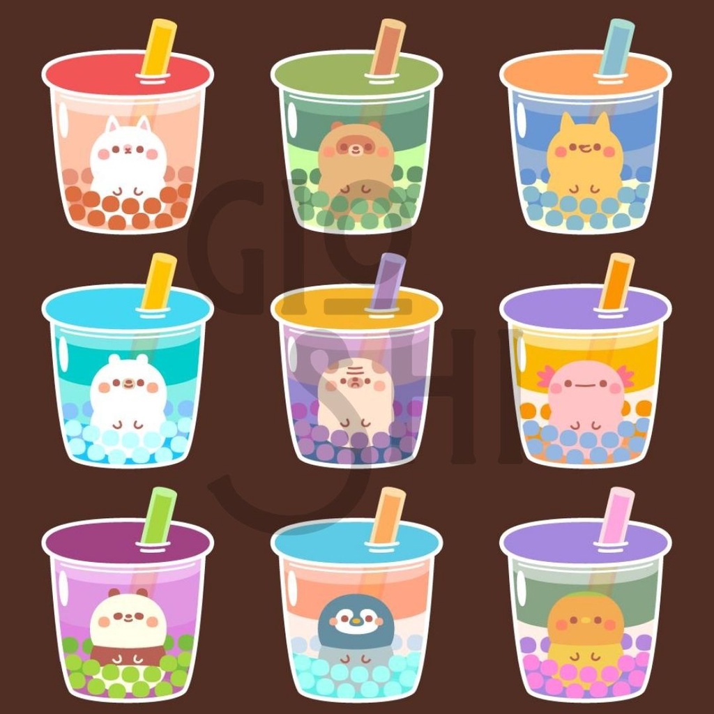 Jual sticker aesthetic boba cute by gioshi.store | Shopee Indonesia