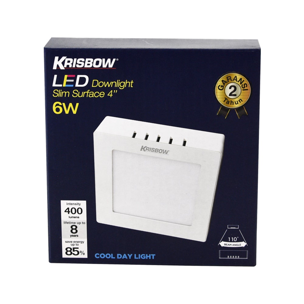 Jual Lampu Downlight Persegi Led 6w 400 Lm - Cool Daylight Krisbow ...