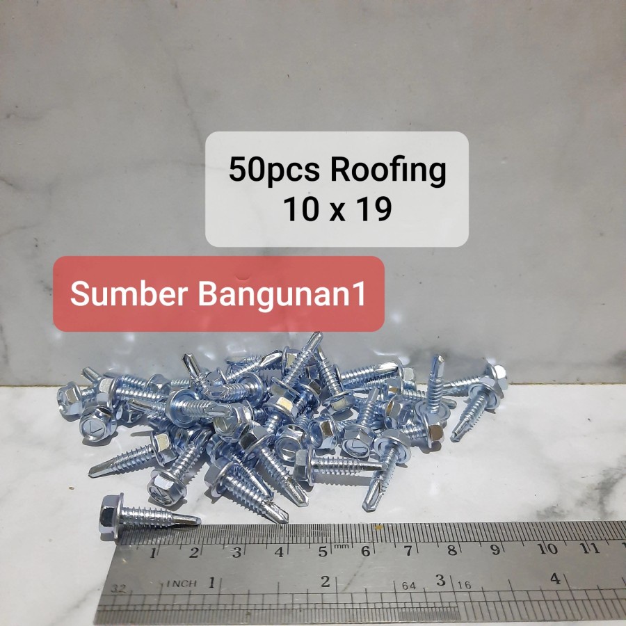 Jual Sekrup roofing 10 x 19 (50pcs) skrup putih baja ringan 2cm holo 2 ...