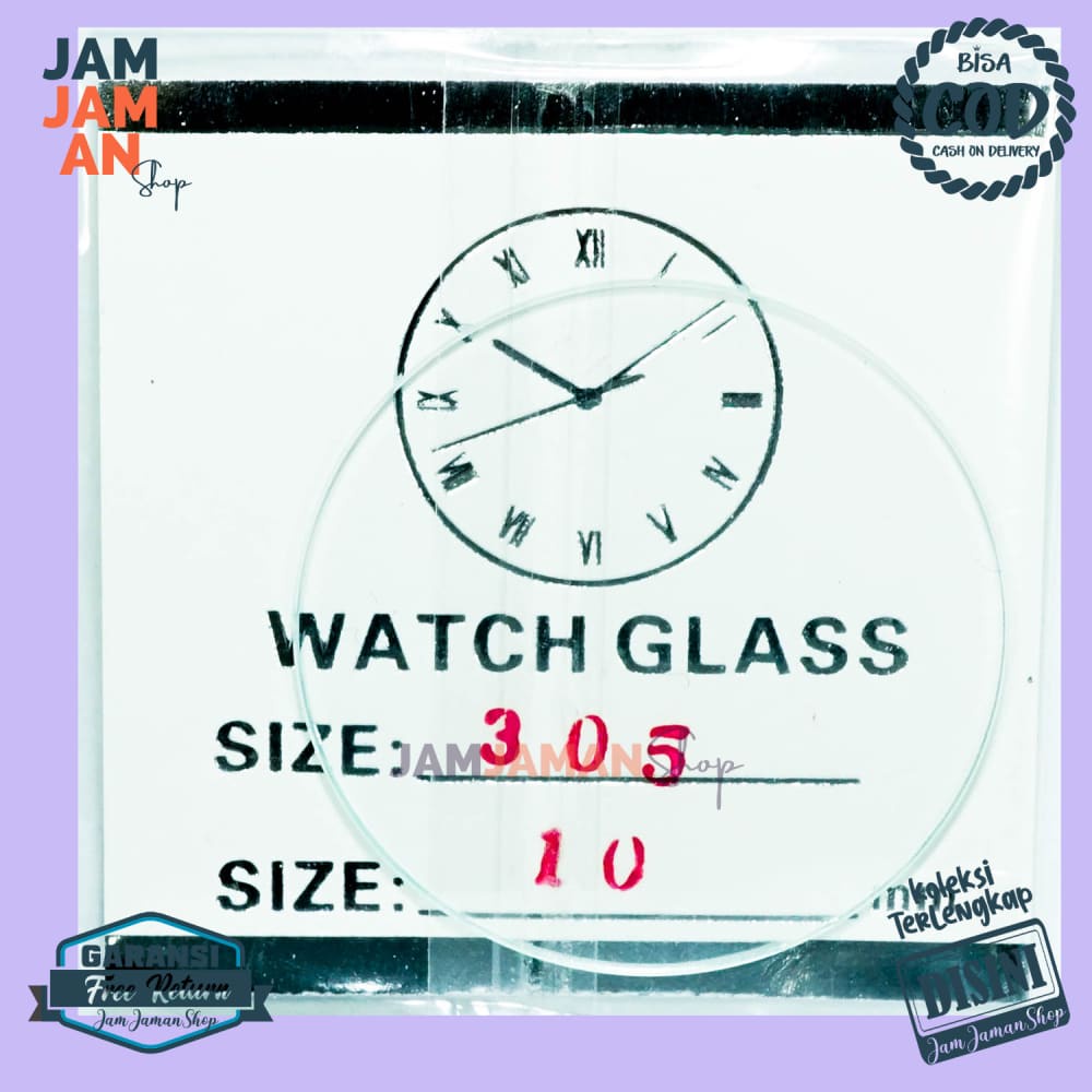 Jual Kaca Jam Kaca Bahan Aksesoris Jam PNC-305 Bagus Kaca Datar 3,2 cm ...