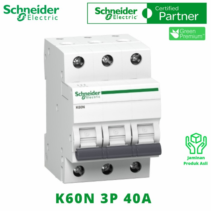 Jual Mcb 3P 40A 3 Phase 40 Ampere 3 Pas 40 Amper K60N Ori Sni Schneider ...