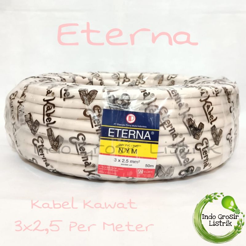 Jual Kabel Kawat 3x2,5 NYM Eterna Kabel Listrik 3x2.5 Tembaga (Potongan) Kabel 3x2.5 Eterna ...