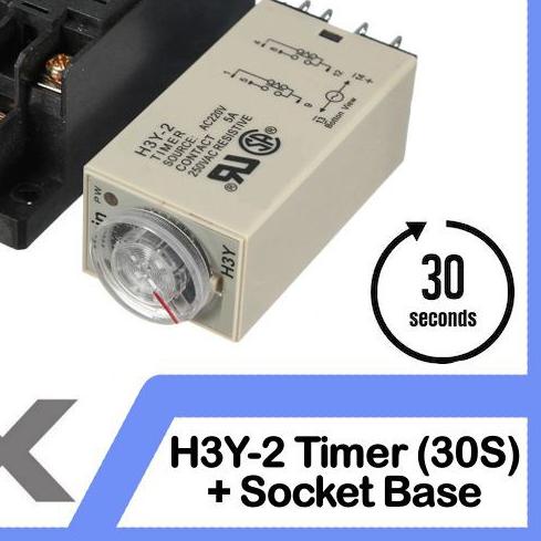Jual H3Y-2 Delay Timer Relay DPDT + Socket Base 220VAC 30s H3Y | Shopee Indonesia