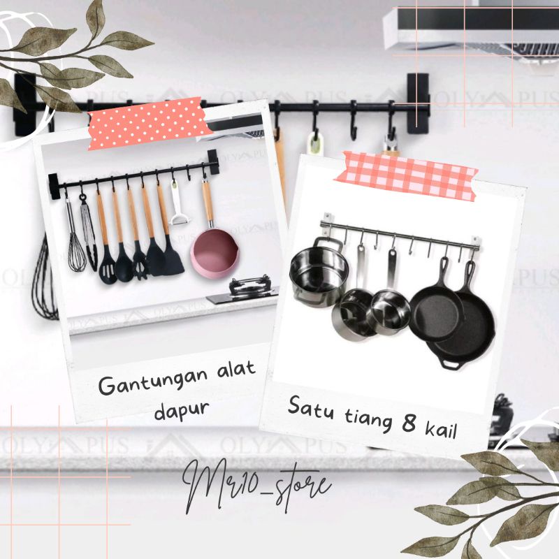 Jual rack gantung dinding 1 tiang/Gantungan Alat Masak Dapur Spatula ...