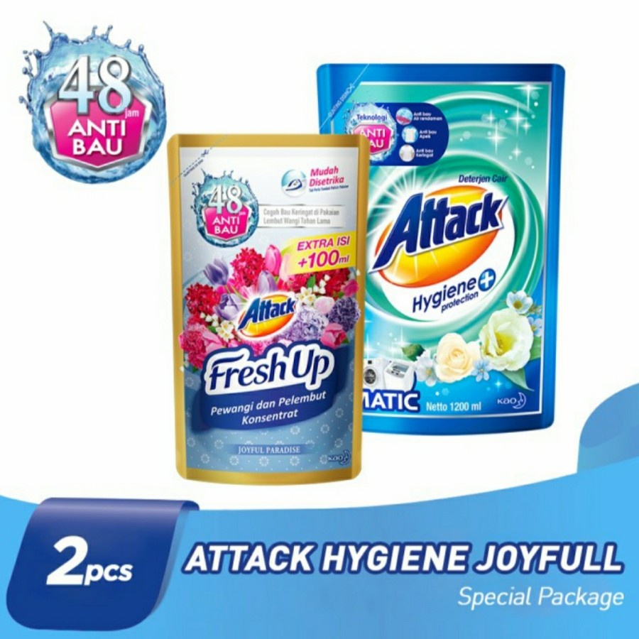 Jual Paket Attack Hygiene Deterjen Cair 1200 Ml + Attack Fresh Up 700 ...