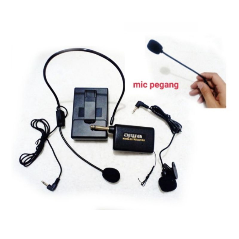 Jual Lavalier 3 mic jepit wireless clip on headset bando mikrofon aiwa ...