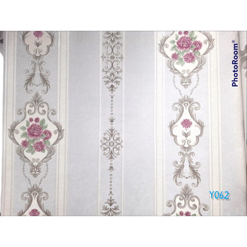 Jual Baru - Murah Wallpaper Dinding Vinyl Premium Timbul Tebal Putih Abu Batik Garis Silver ...
