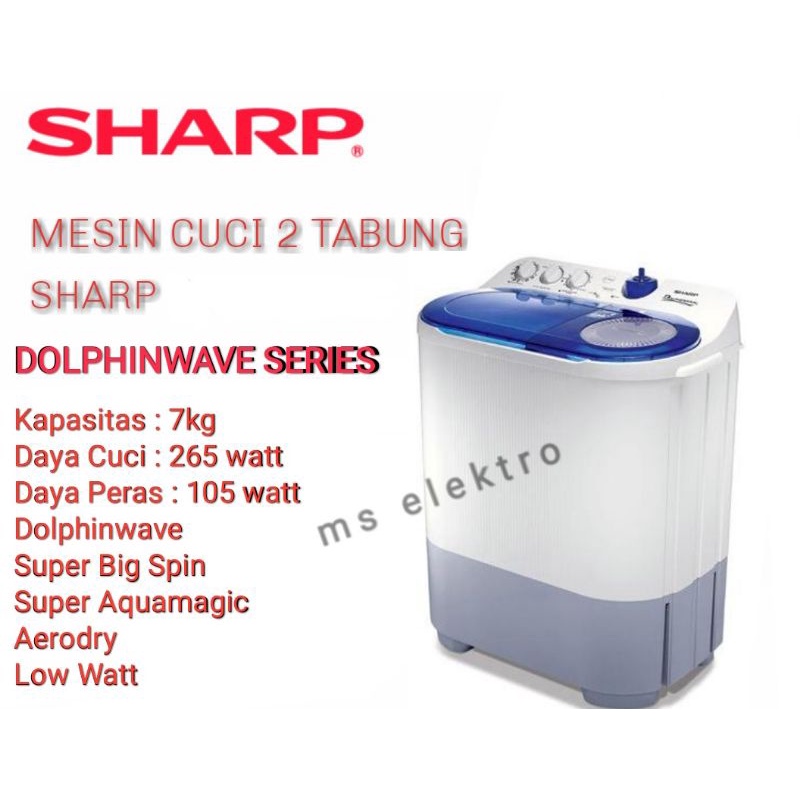 Jual Mesin Cuci 2 Tabung Sharp 77DA Dolphinwave 7kg | Shopee Indonesia