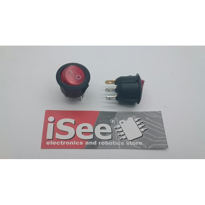 Jual Saklar Red Light On Off Spst Round Rocker Switch 6A/250V 10A/125V ...