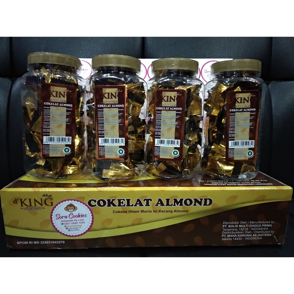 Jual 1 Toples (Isi 40 Pcs) Coklat Almond d' KING | Shopee Indonesia