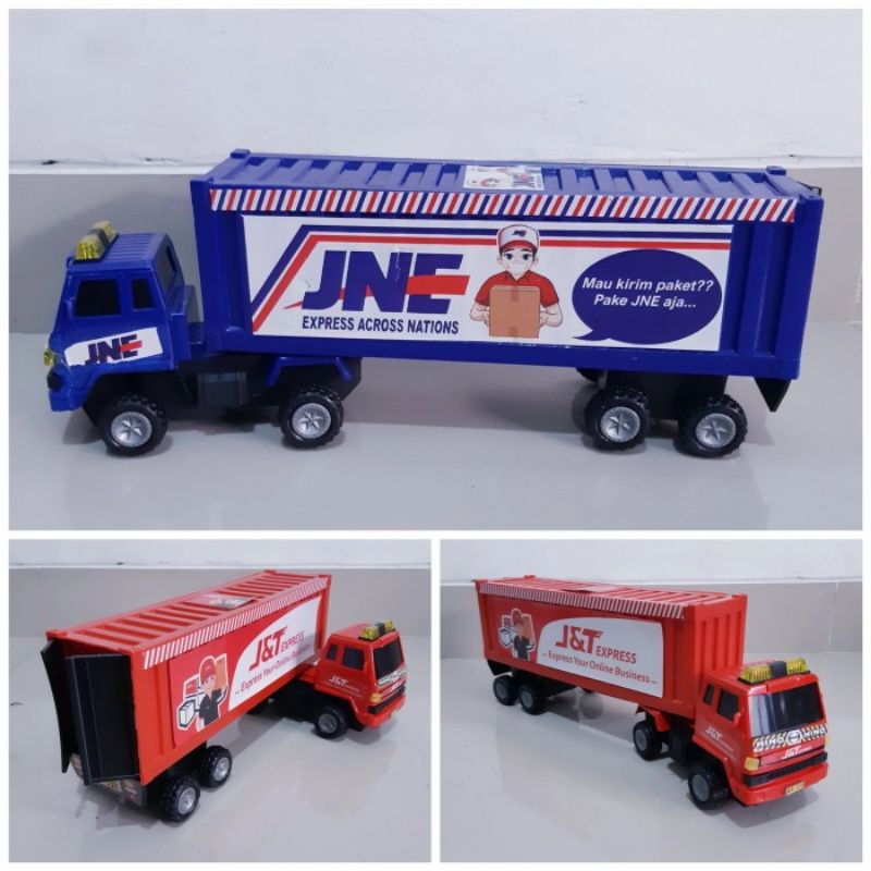Jual Mainan Truk Kontainer JNE J&T - Miniatur Mobil Box Ekspedisi Anak ...