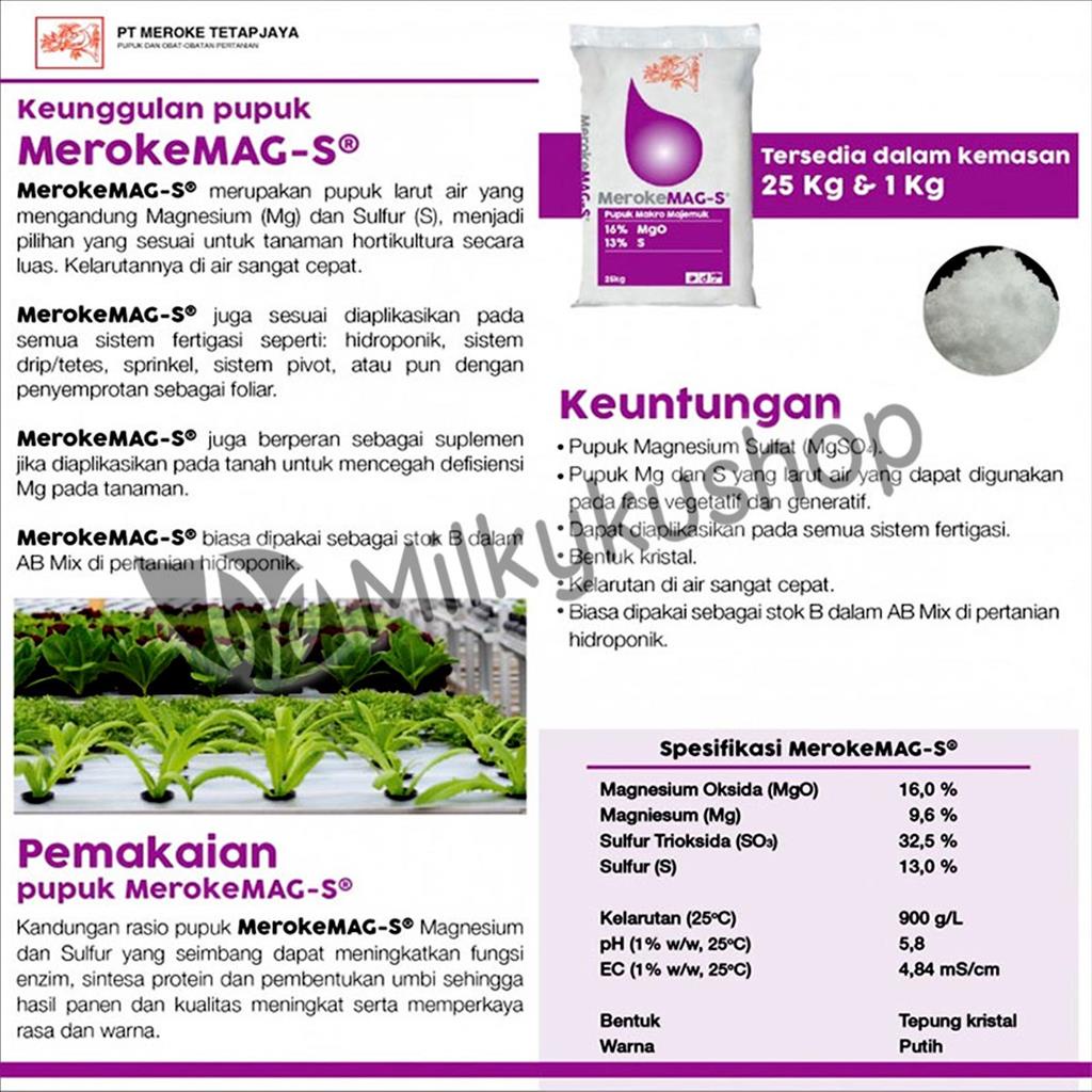Jual PUPUK MEROKE MAG-S 1 KG KEMASAN PABRIK MAG S MAGNESIUM SULFAT ...