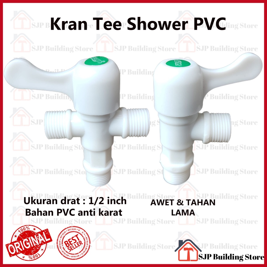 Jual Stop Kran Kloset 2 Cabang Double PVC Jet Shower Keran Bidet T Model Tee TERMURAH 1 DAN 2 ...