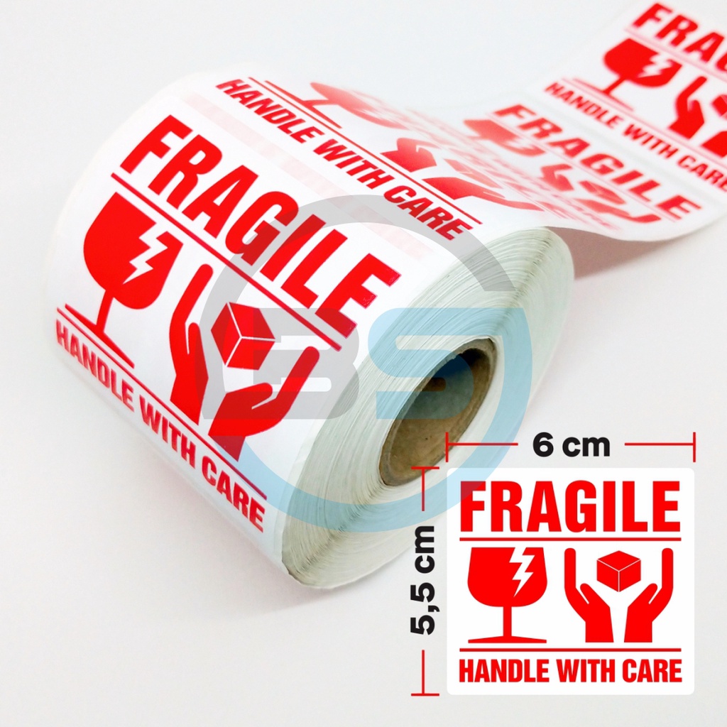 Jual Stiker Label Awas Pecah Fragile 6 x 5,5 cm (1 roll / 500 pcs ...