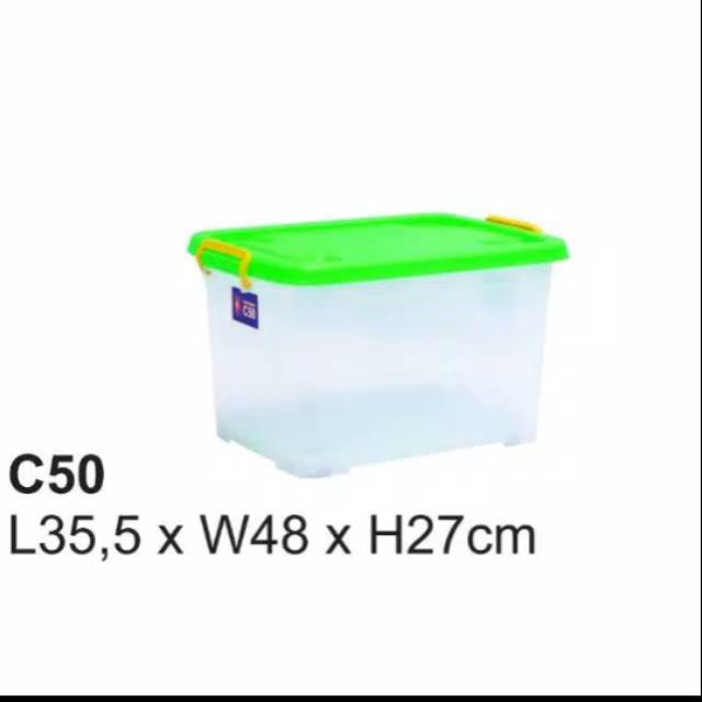 Jual Container Box 50 Liter Kontainer Roda Bening Twinpan READY STOCK ...