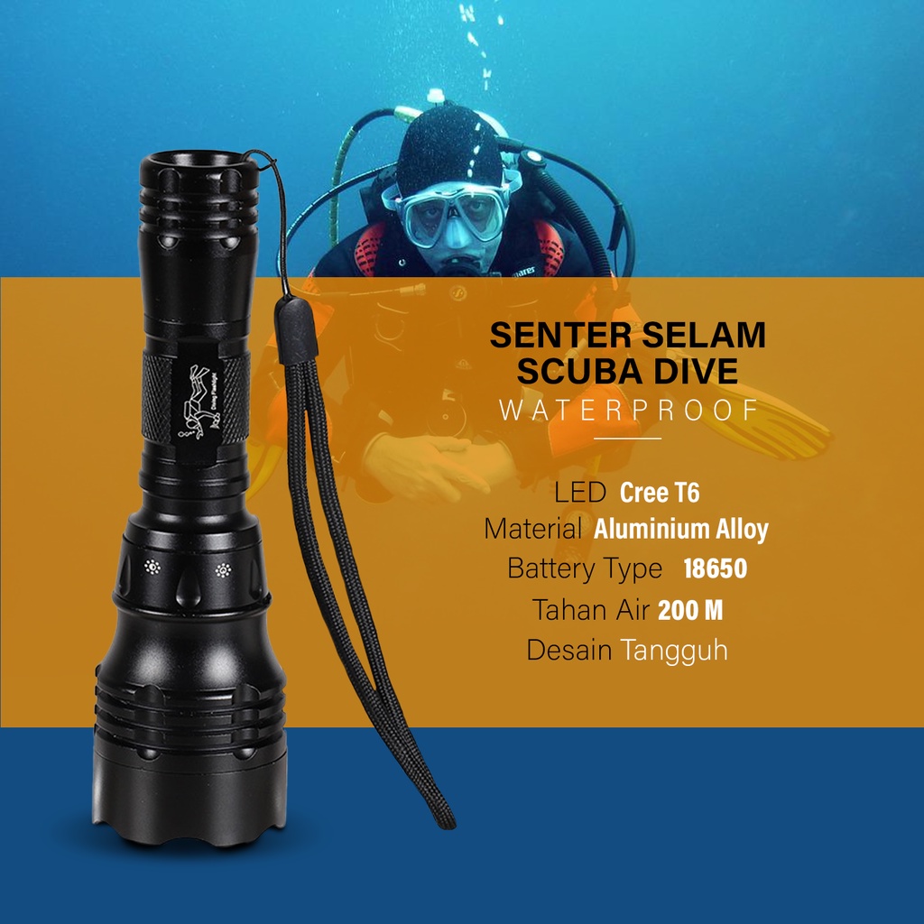 Jual Paket Senter Selam Swat Police T6 LED XZT 8760 Waterproof ORIGINAL Senter Selam Air Laut ...