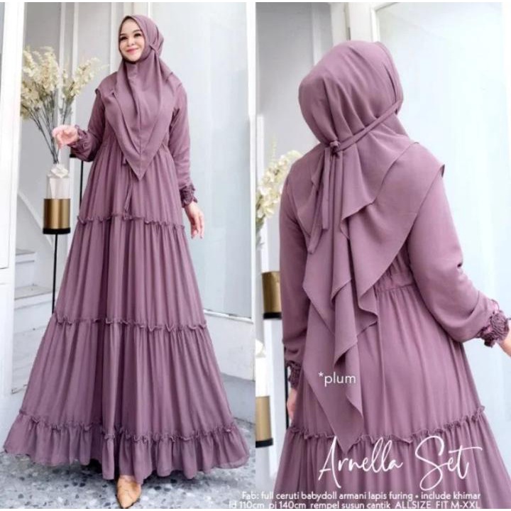 Jual ARNELLA SYARI BO KAIN MOSSCREPE LD 110 PJ 140 ( BUSUI ) BAJU SYARI ...