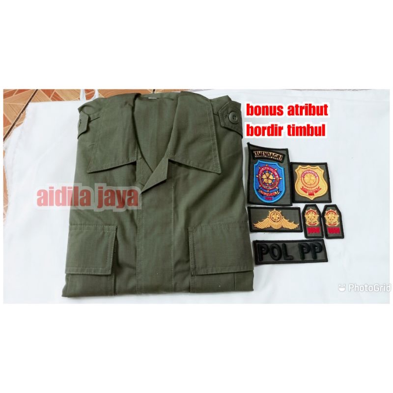 Jual SERAGAM POL PP bahan ripstop bonus atribut bordir timbul | Shopee ...