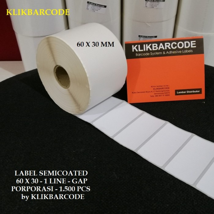 Jual LABEL BARCODE SEMICOATED 60 X 30 GAP 1 LINE CORE 1" ISI 1.500 PCS | Shopee Indonesia
