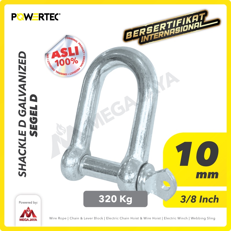 Jual POWERTEC Shackle D Galvanized 10mm - 3/8" Segel Dee Galvanis ...