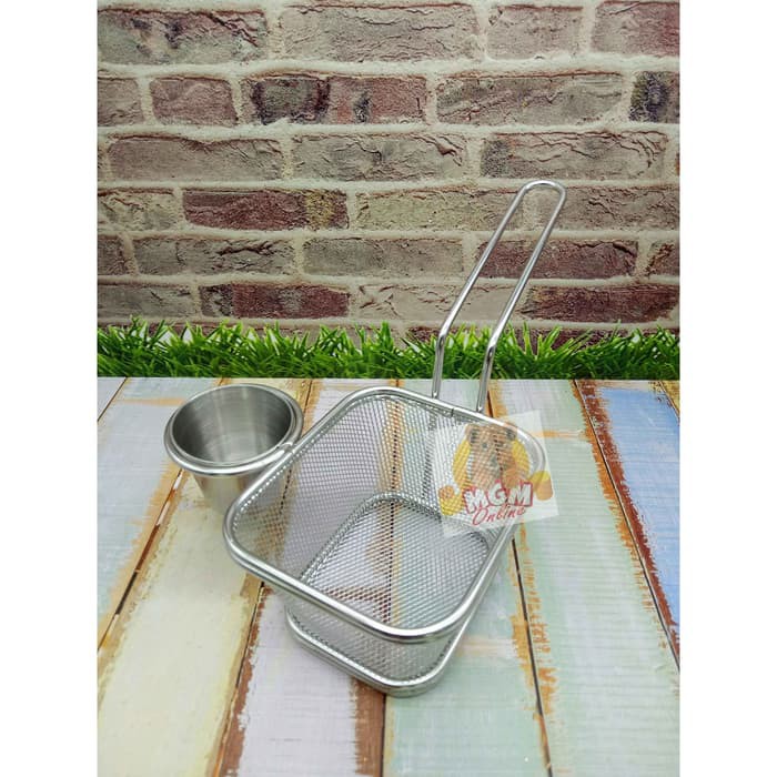 Jual MINI Tempat saji kentang goreng dgn tempat saos Stainless Gagang ...