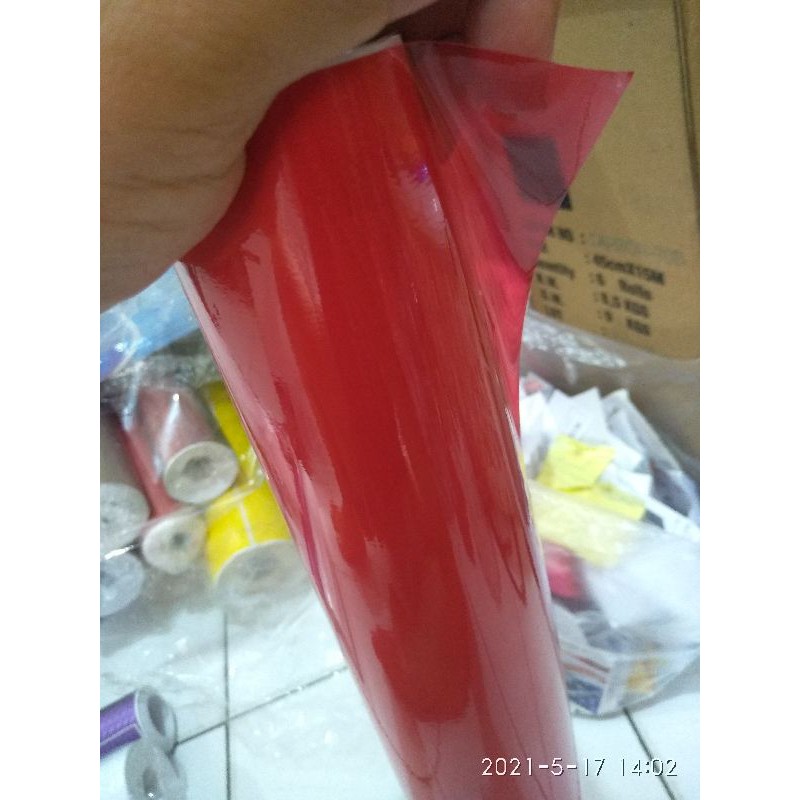 Jual stiker Skotlet warna MERAH TRANPARAN glossy,,, ,,,Lebar atau ...