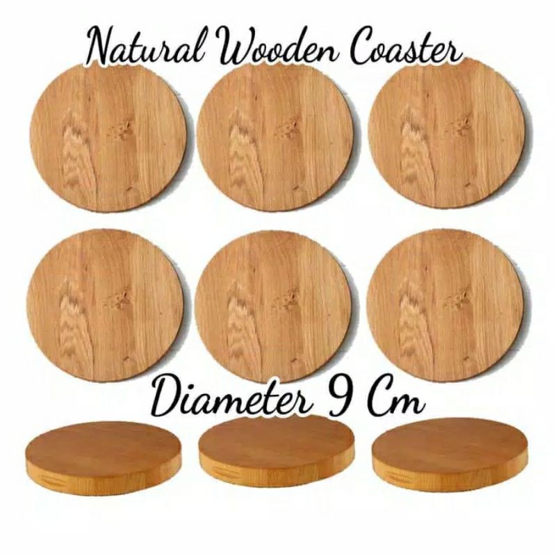 Jual Wooden Coasters 9 tatakan gelas kayu bulat dan kotak hiasan ...