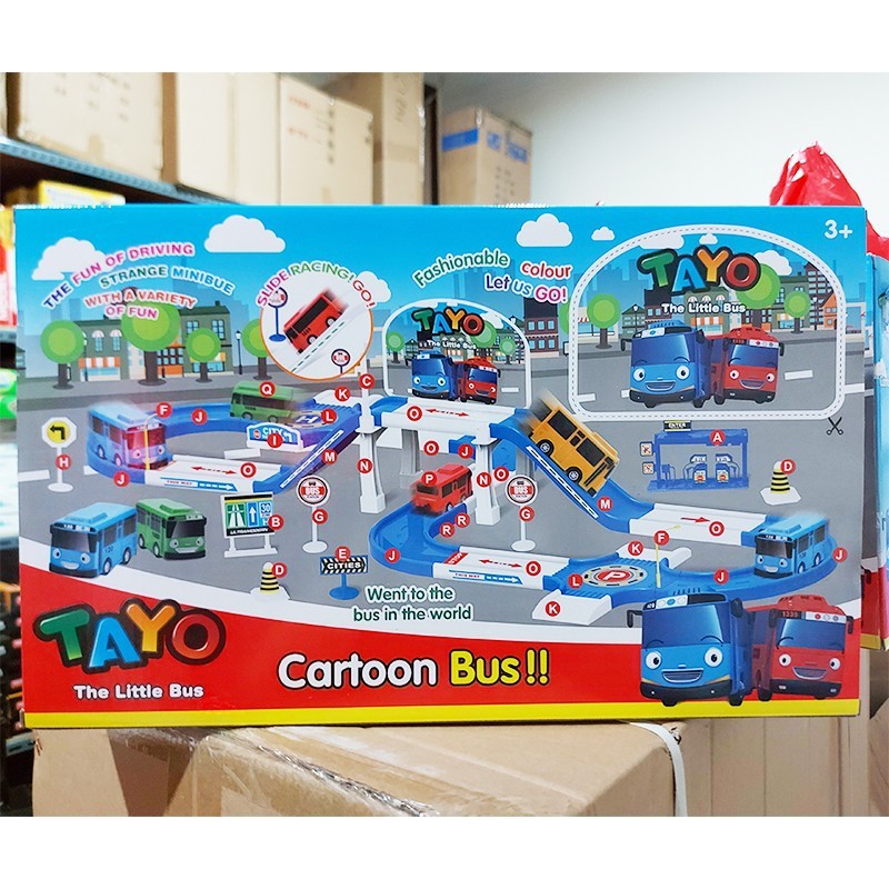 Jual Cartoon Bus Isi 2 - Set Lengkap Jalanan Bus Warna Biru Putih ZY002 ...