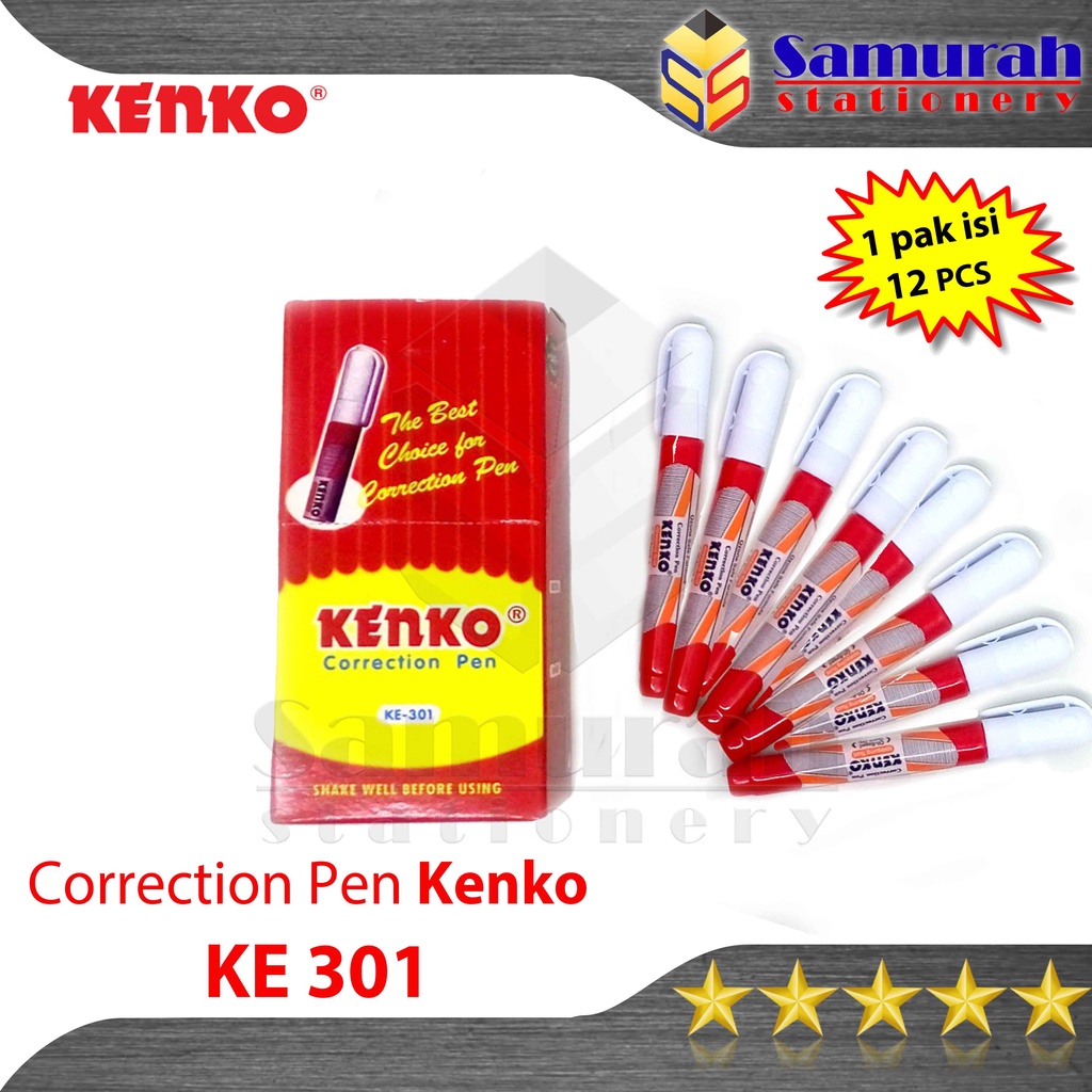 Jual Correction Pen Kenko Ke-301 Merah / Tip-Ex Cair KE 301 1 box isi ...