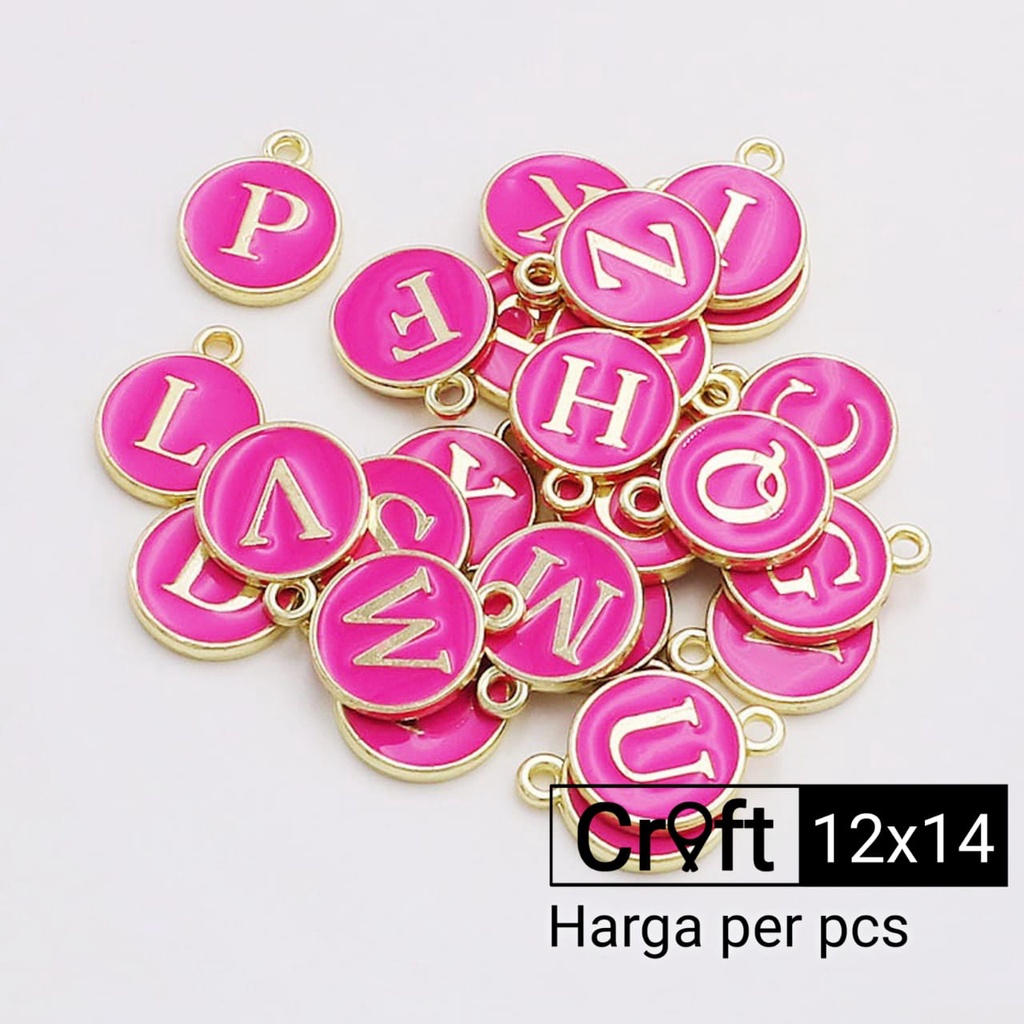 Jual Huruf epoxy enamel pink fanta bandul charm kalung gelang huruf ...