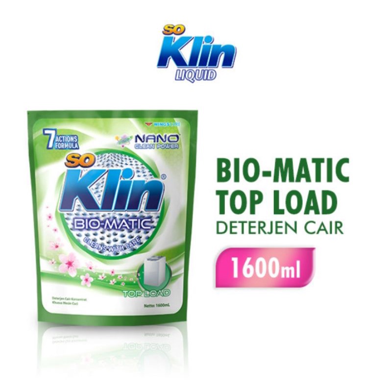 Jual HALAL Soklin Liquid Detergent Bio Matic Top Load 1600 ml | Shopee ...