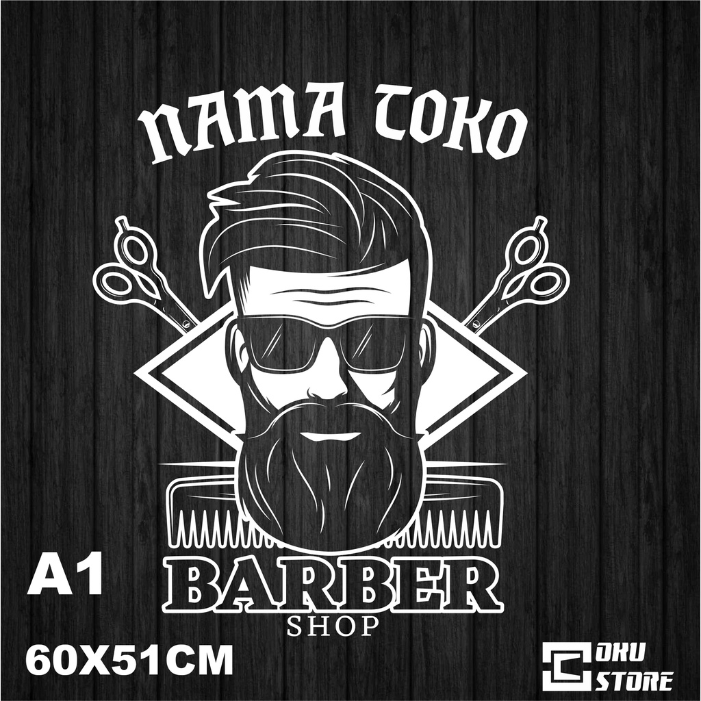 Jual Sticker Custom BARBERSHOP Hair Cut Shaves Stiker BARBERSHOP Potong ...