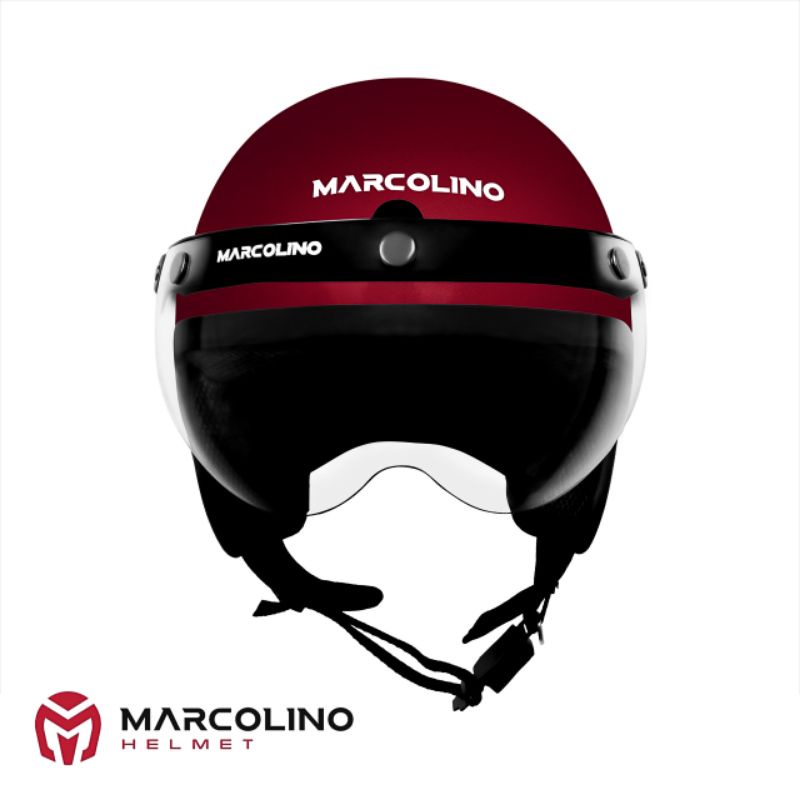 Jual Helm Bogo Retro Marcolino Maroon Glossy SNI Half Bubble | Shopee ...