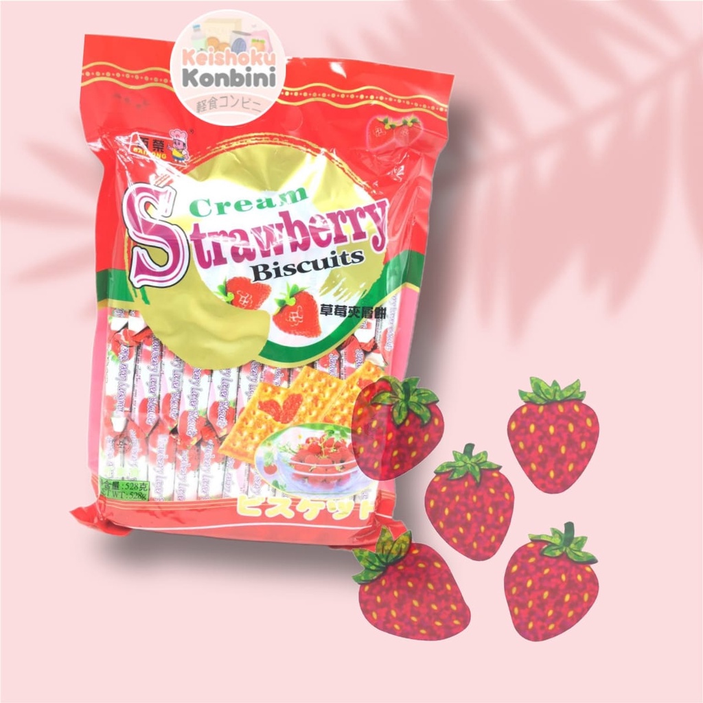 Jual Bairong Strawberry Layer Biscuit / snack impor / biskuit impor ...