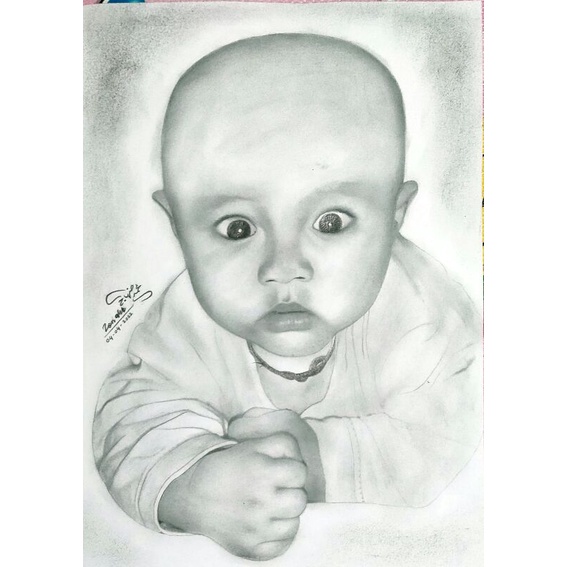 Jual lukis pensil tnpa bingkai uk.A3(30x42)cm kado spesial | Shopee ...