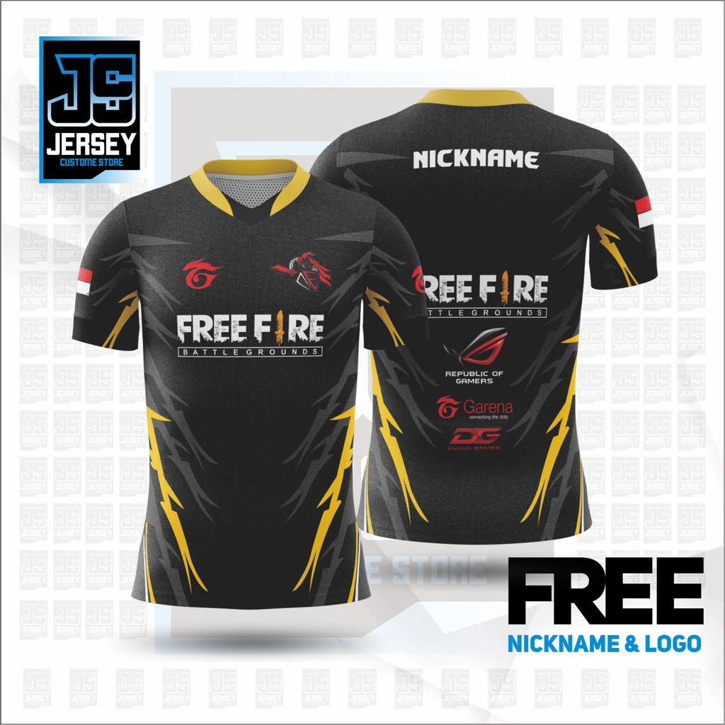 Jual Baju Kaos Jersey Gaming Free Fire / Guild Free Fire Custom Nama ...