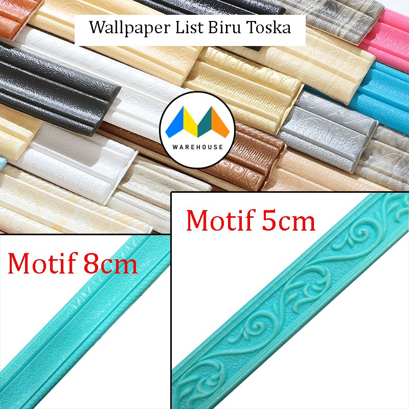 Jual MW Wallpaper List Biru Toska Wall Paper Wallpaper Wallborder Foam ...