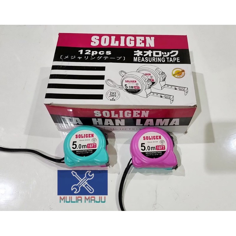 Jual Meteran Soligen 5m /Meteran Bangunan merek soligen 5mtr/ METERAN ...