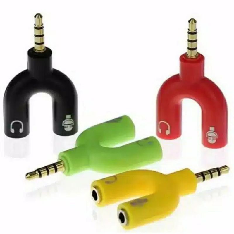 Jual jack Y Spliter Aux 3.5mm audio earphone Y Mic Splitter Konektor ...