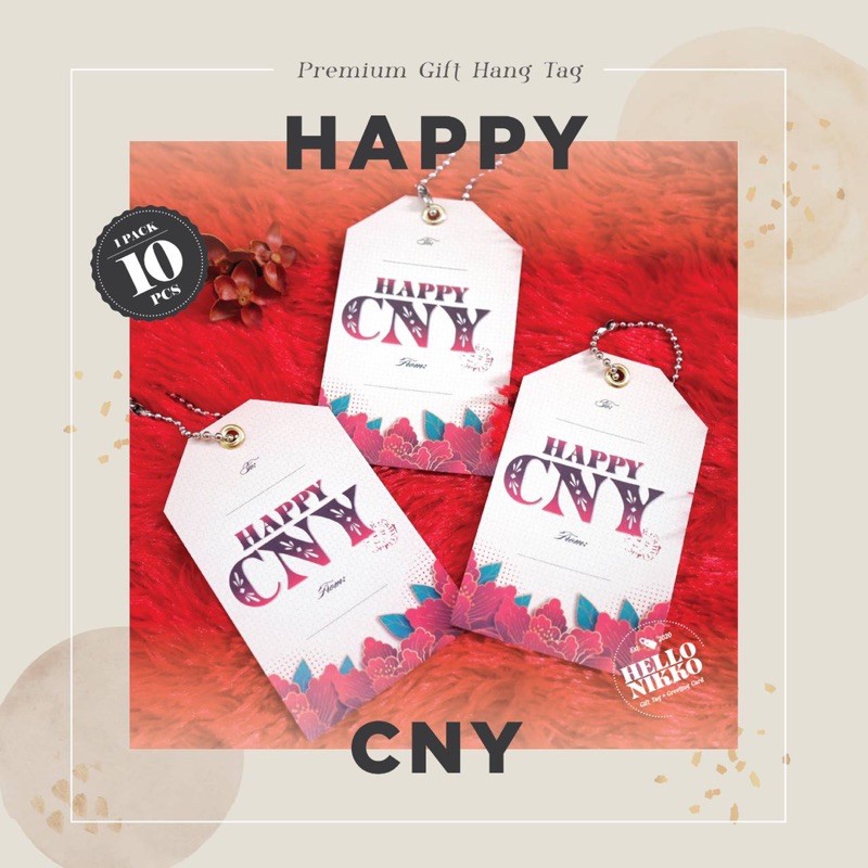 Jual CNY BUNGA GIFT TAG - Hang tag kartu ucapan kado sticker hampers ...