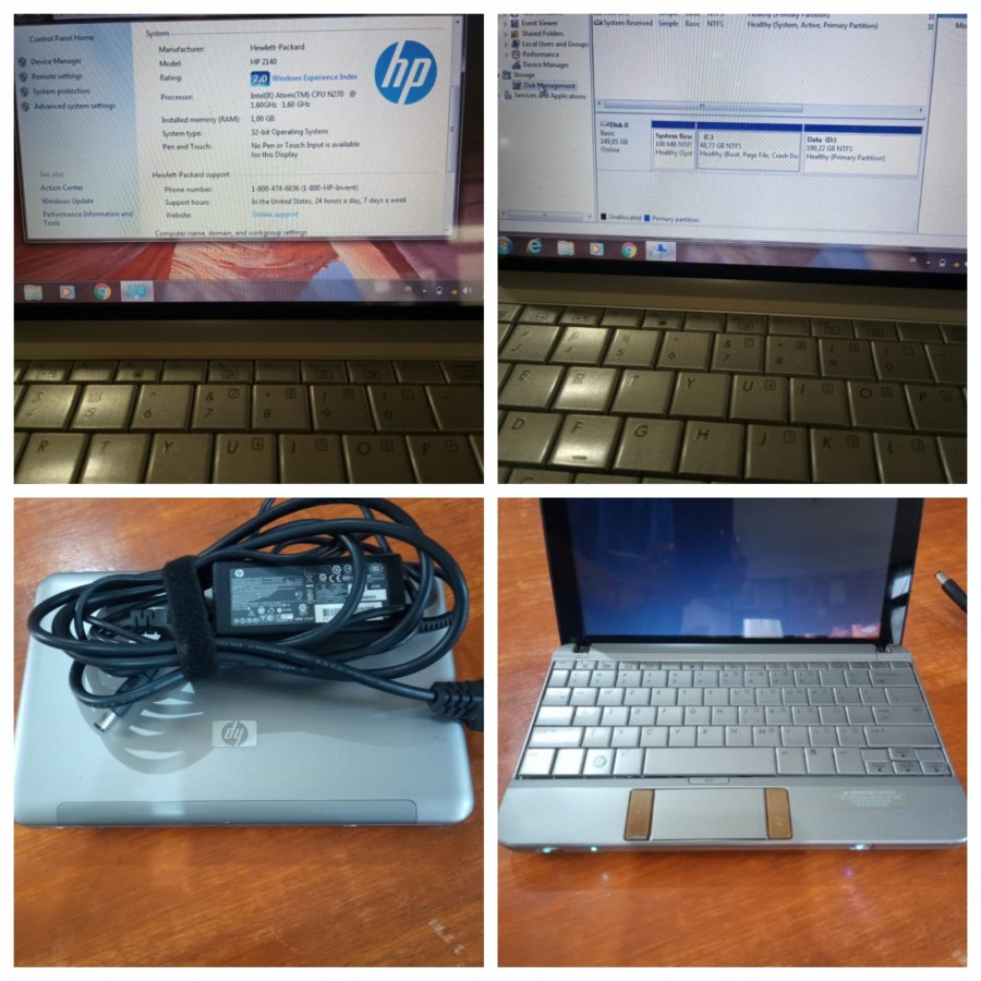 Jual Laptop netbook notebook HP 2140 silver lengkap siap pakai | Shopee ...