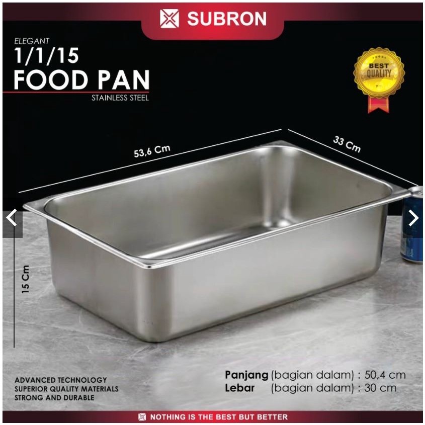 Jual SUBRON FOOD PAN 1/1/15 UKURAN 33X53X15 CM WADAH SAJI STAINLESS ...