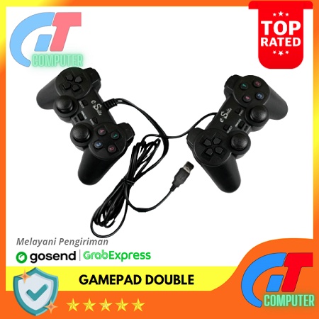 Jual Gamepad Double Hitam E-Smile PC Dual Shock Controller USB | Shopee Indonesia