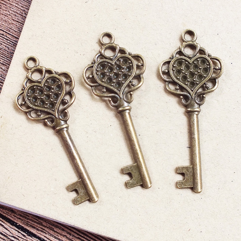 Jual Charm Kunci Mahkota Hati Besar Bandul Liontin Pendant Manik Kalung ...