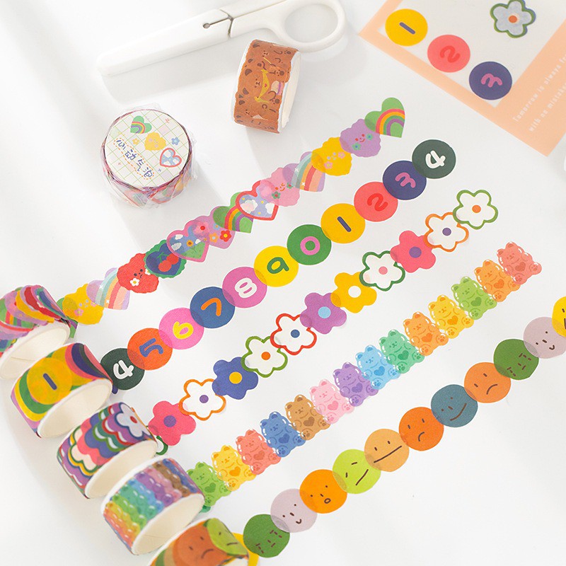 Jual Harold 100 pcs Paper and Tape sticker love Rainbow Angka Bunga ...