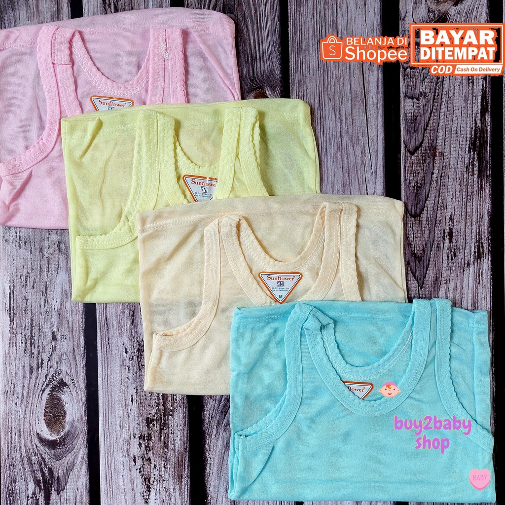 Jual Singlet bayi Sun Flower Mix Warna dan Putih usia 6 bulan s.d 3 ...
